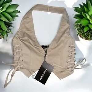PrettyLittleThing | Tops | Pretty Little Thing Stone Cargo Lace Up Side ...